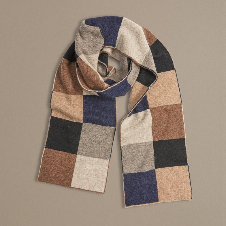 Chequerboard Scarf Earth – Atelier Beside the Sea